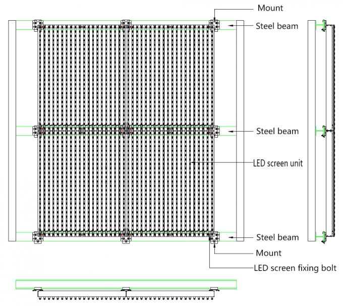 Tampilan tembus LED / layar tampilan transparan LED / Dinding kaca ...